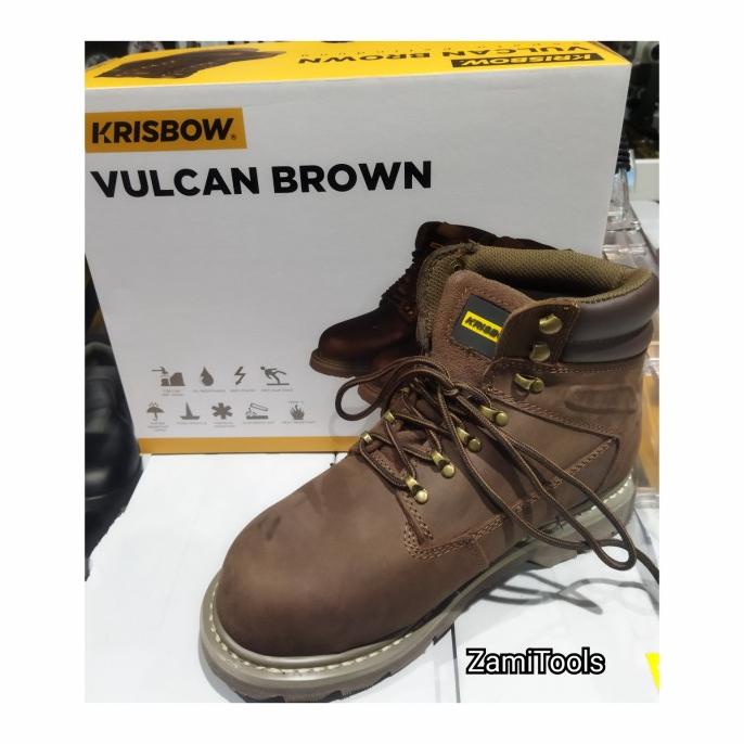 Jual SEPATU KERJA/ SAFETY SHOES VULCAN COKLAT KRISBOW SF14452E | Shopee ...