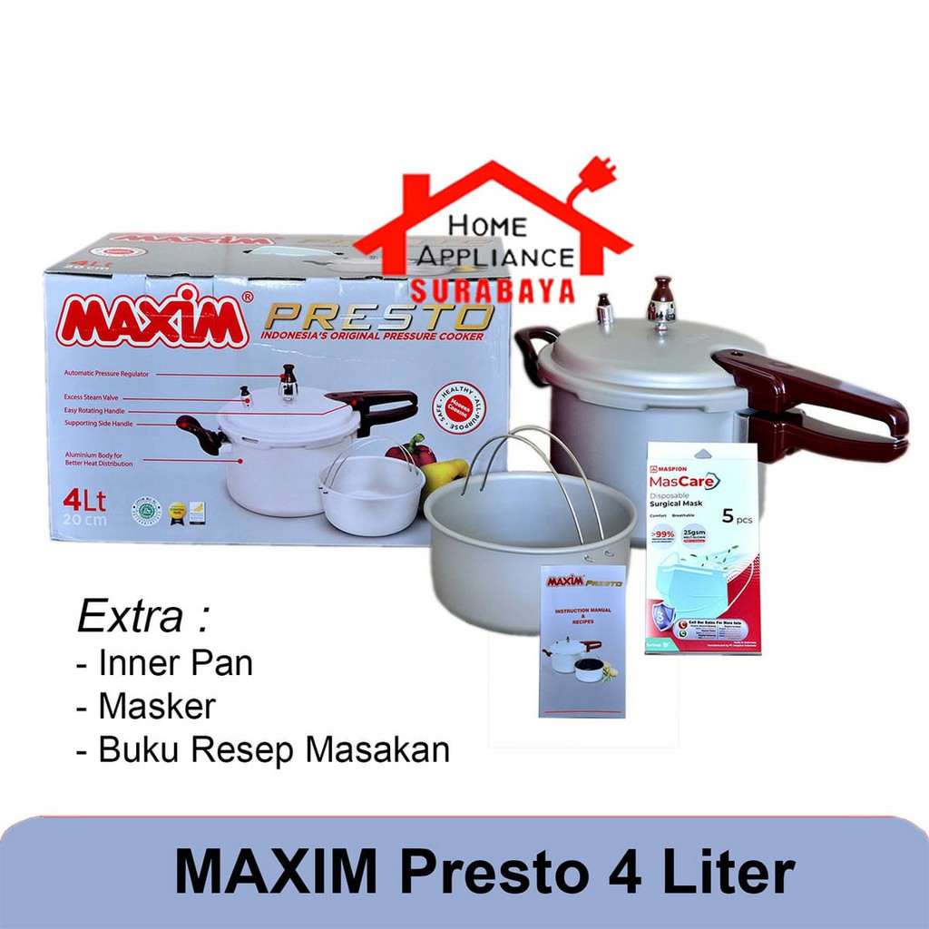 Jual Panci Presto Pressure Cooker Maxim 4 Liter | Shopee Indonesia