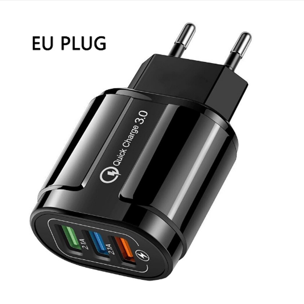 Jual 30W Fast Charging QC 3.0 USB Wall Charger 3 Port USB Adaptor Quick ...