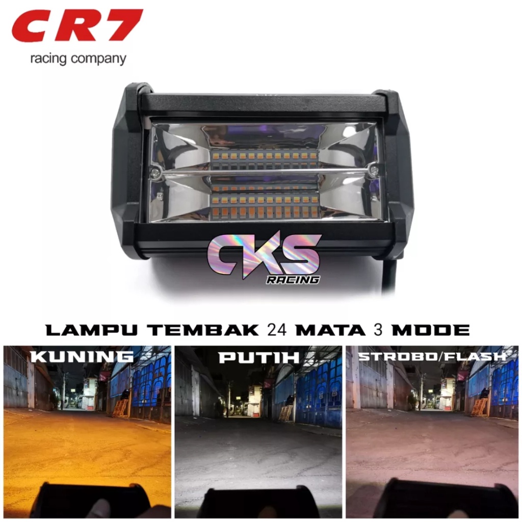 Jual LAMPU TEMBAK LED CWL 24 MATA 2 WARNA PUTIH DAN KUNING 3 MODE ...