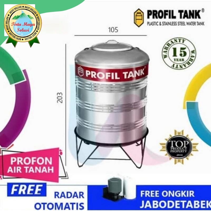 Jual Tangki air 2000 liter toren air stainless PROFIL TANK PS2000 ...