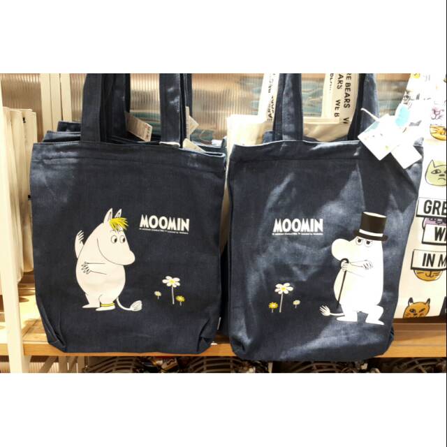 Jual MINISO x MOOMIN! 3TYPE. DENIM CANVAS TOTEBAG uk 35x32.5x5cm.Ada ...