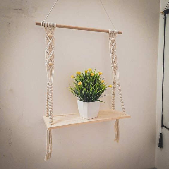 Jual Macrame ambalan/ hiasan dinding/macrame hanging shelf/ macrame rak ...