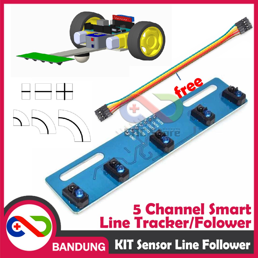 Jual MODULE SENSOR LINE TRACKING 5 SENSOR OPTOCOUPLER ROBOT LINE ...