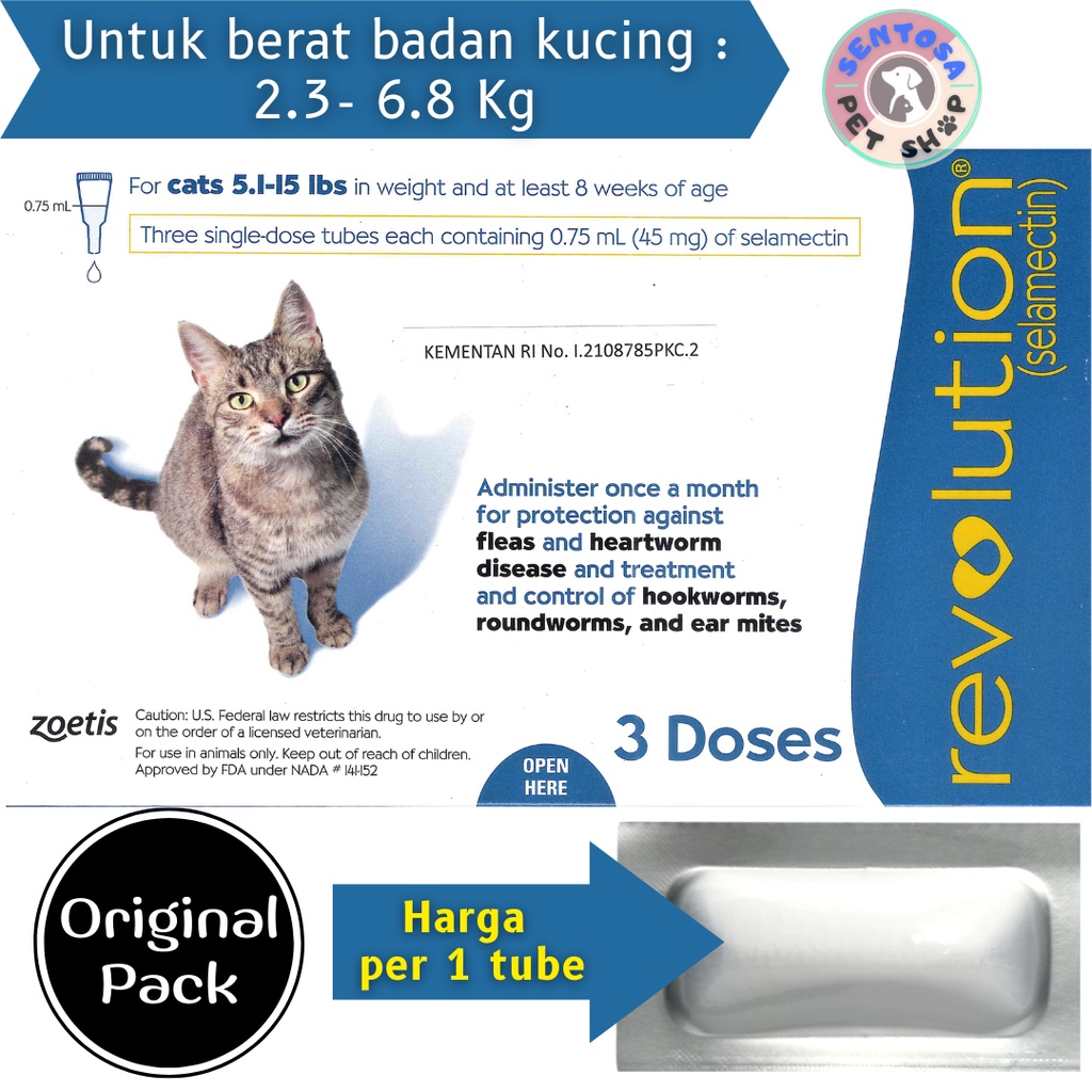 Jual Revolution Cat Blue - Obat kutu kucing 0.75 ml 1 tube original ...