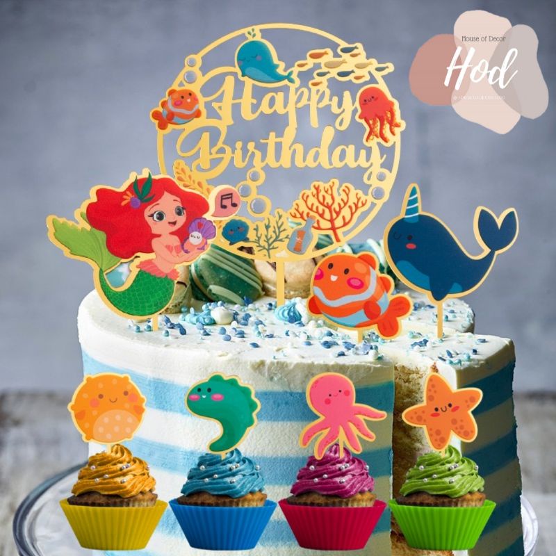 Jual Topper HBD Mernaid Akrilik Hiasan Kue Ulang Tahun Putri Duyung ...