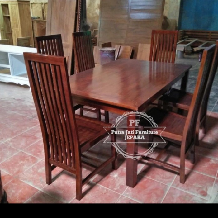 Jual Meja kursi makan kayu jati model simpel minimalis | Shopee Indonesia