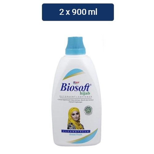 Jual Biosoft Hijab Detergen + Softener Ocean Fresh Botol 2 x 900 mL | Shopee Indonesia