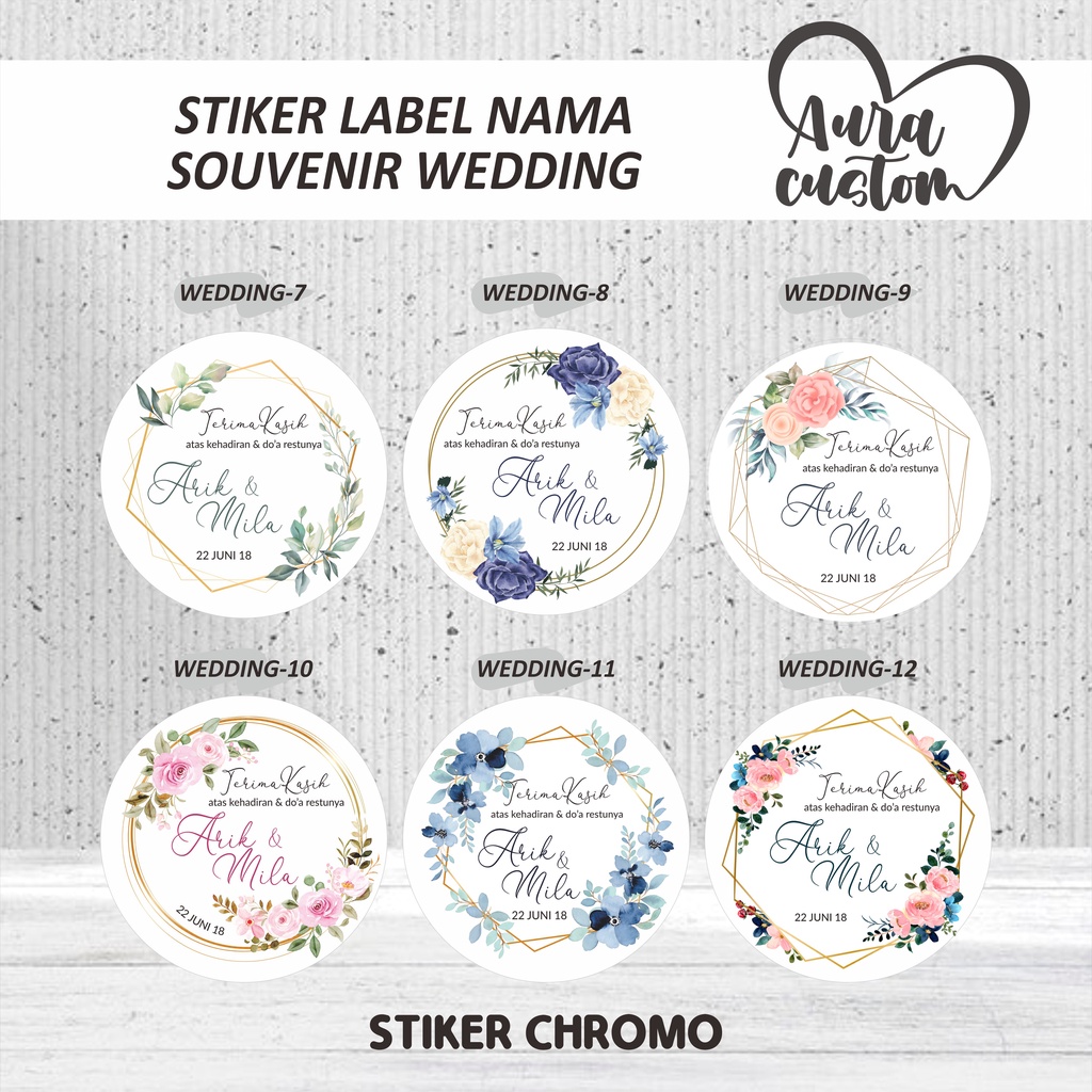 Jual STIKER CHROMO LABEL NAMA SOUVENIR WEDDING NIKAH BULAT | TERIMA ...