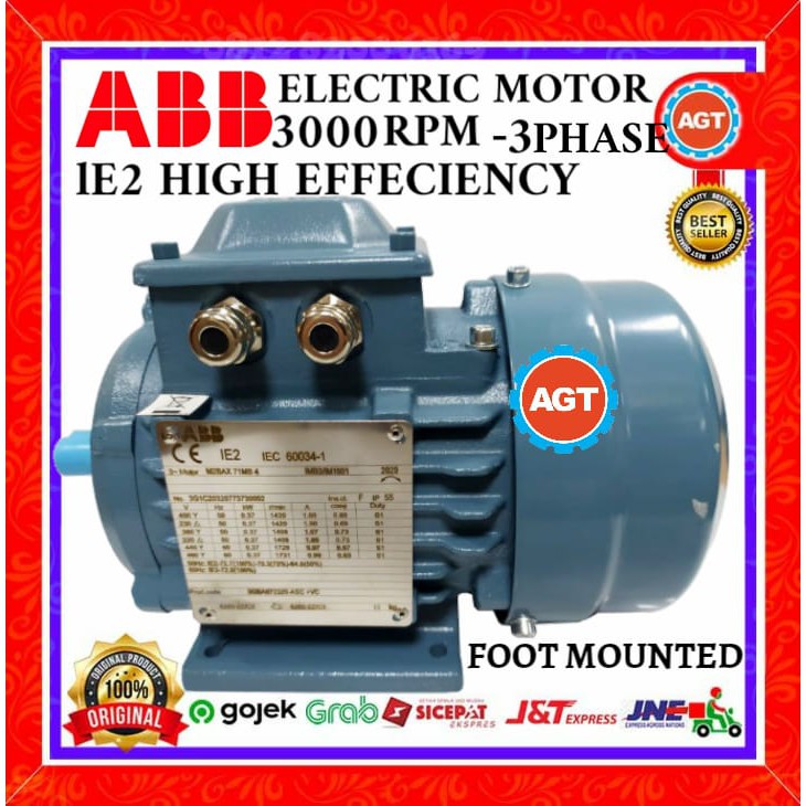 Jual M2BAX90SA2 1.5KW-2HP 3000RPM 3PHASE ABB MOTOR IE2 HIGH EFFICIENCY | Shopee Indonesia