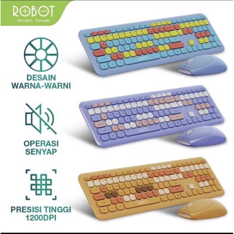 Jual Keyboard Mouse Robot Combo KM3300 Wireless | Shopee Indonesia