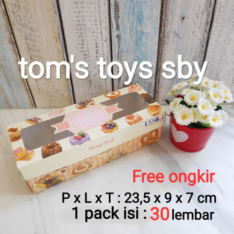 Jual Kotak Dus Rollcake Kue Tart gulung roti spiku 23,5 x 9 x 7 cm ...
