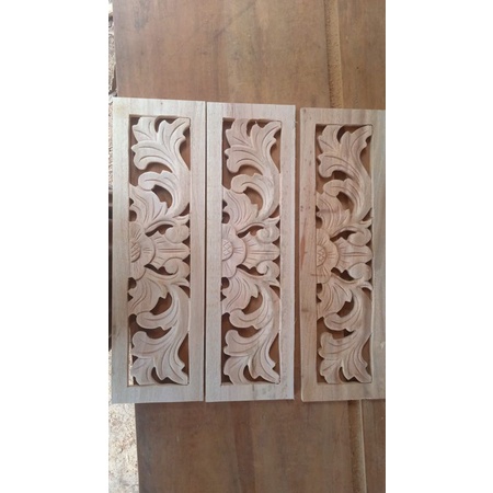 Jual ornamen tempelan kayu kepingan loster dekorasi dinding 12x40 ...