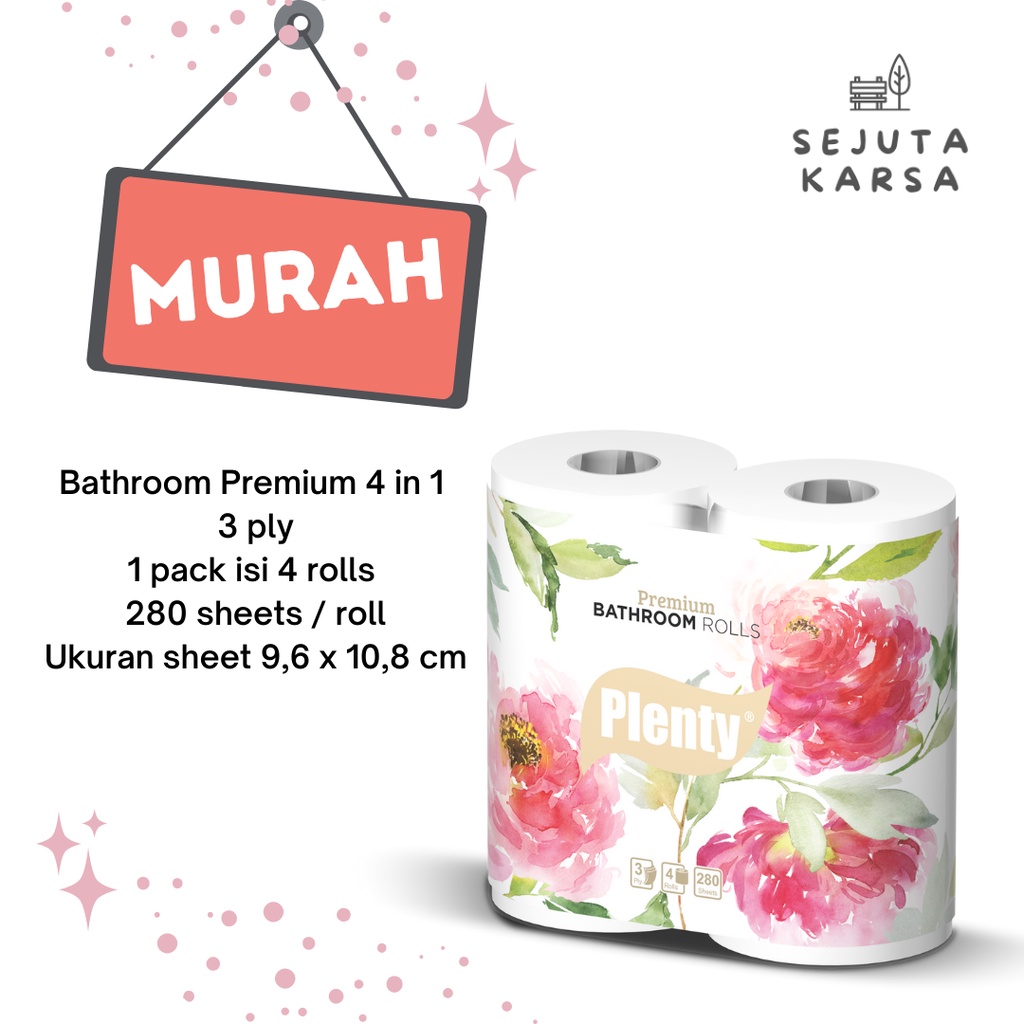 Jual TISSUE PLENTY BATHROOM PREMIUM 4 in 1 | 3 PLY | Tissue Roll Kamar ...