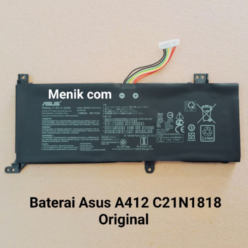 Jual Baterai Asus Vivobook 14 A412 A412FA A412UA A412UB C21N1818 Original | Shopee Indonesia