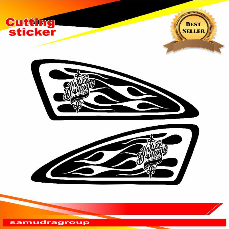 Jual Cutting sticker tanki motor 1set kiri kanan logo baru harley ...
