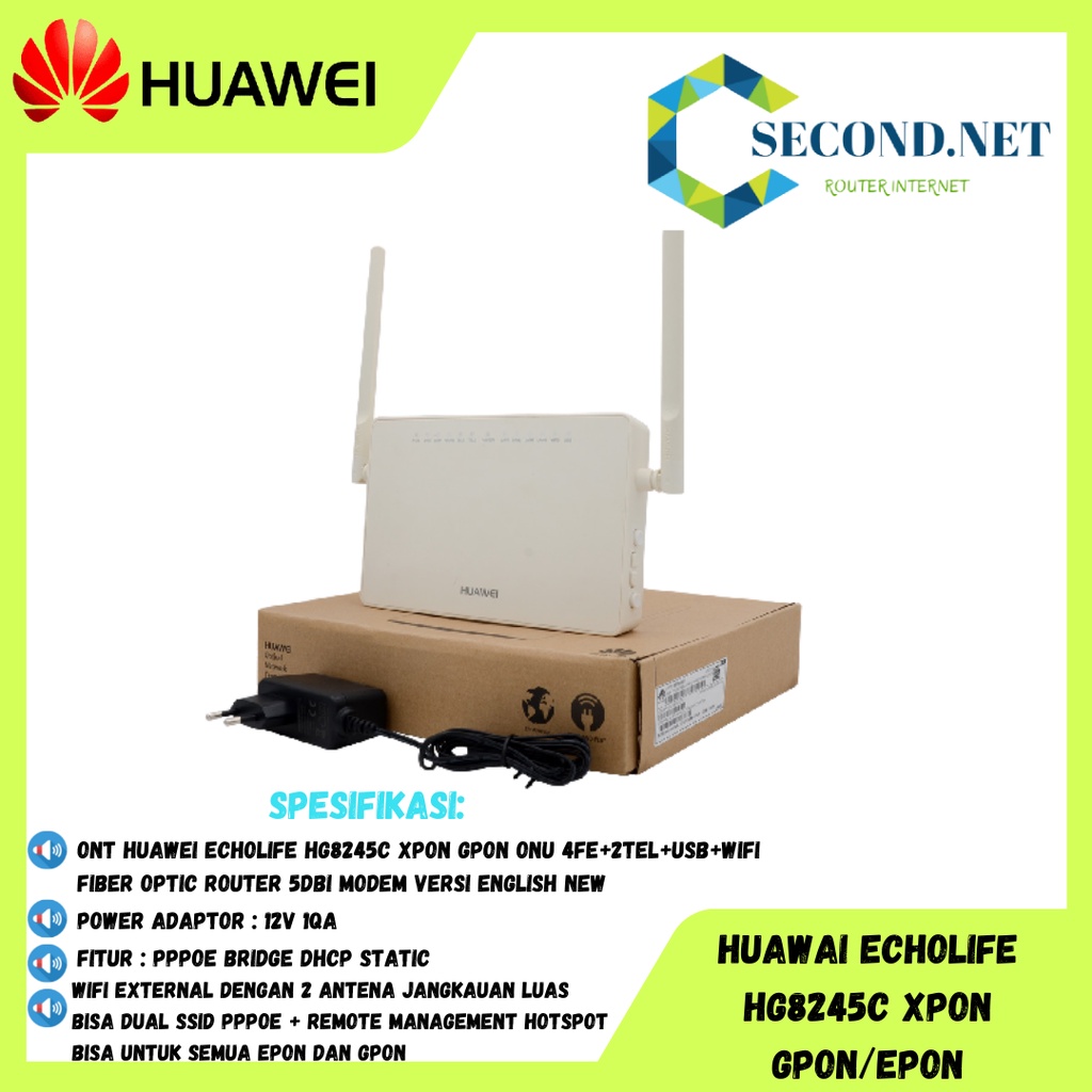 Jual ONT HUAWEI ECHOLIFE HG8245C XPON GPON ONU 4FE+2TEL+USB+WIFI FIBER OPTIC ROUTER 5DBI MODEM ...