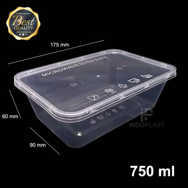 Jual KOTAK MAKAN PLASTIK 750ML / FOOD CONTAINER 750ML/ TEMPAT PENYIMPAN ...