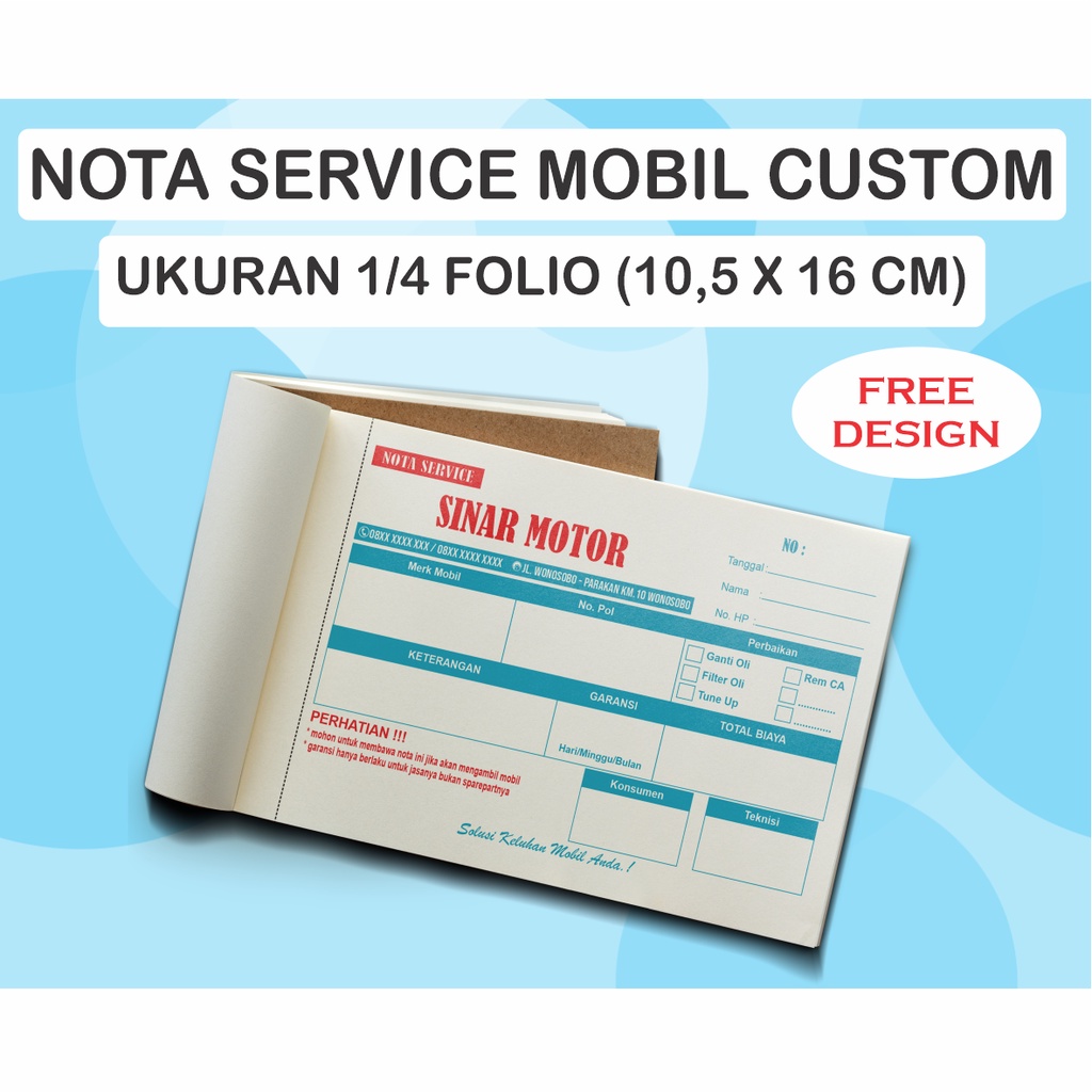 Jual CETAK NOTA SERVICE MOBIL CUSTOM 2 RANGKAP - SURAT JALAN - KWITANSI ...