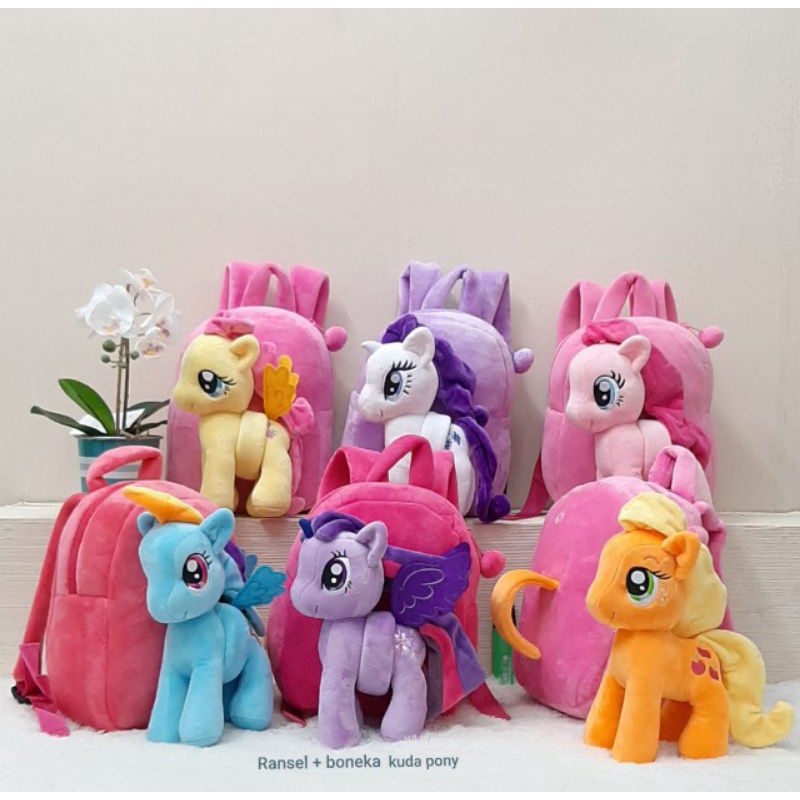 Jual Ransel + Boneka Kuda Pony Size M/tas boneka anak batita/tas ...