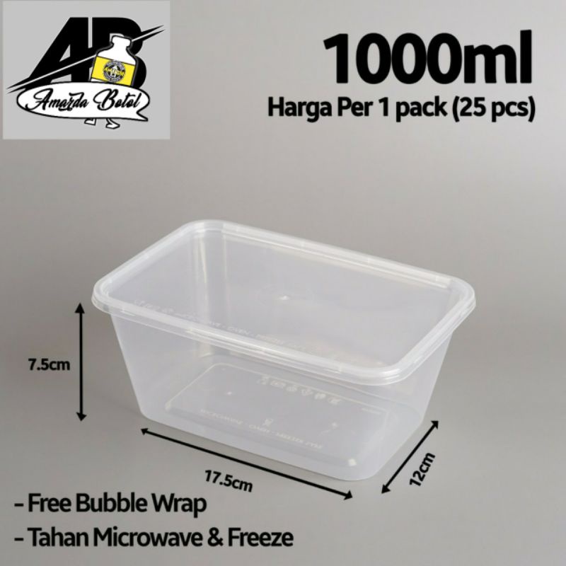 Jual THINWALL DM/GARUDA FOOD Container Box 1000ml isi 25set 1000 ML/ Kotak Makan 1000ml | Shopee ...