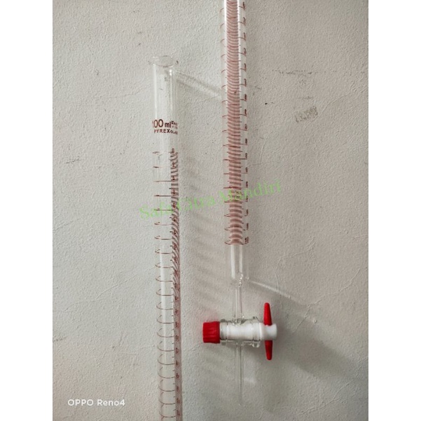 Jual Buret 100 ml Pyrex Kran Teflon Buret Alat Kompresi Volume Buret ...