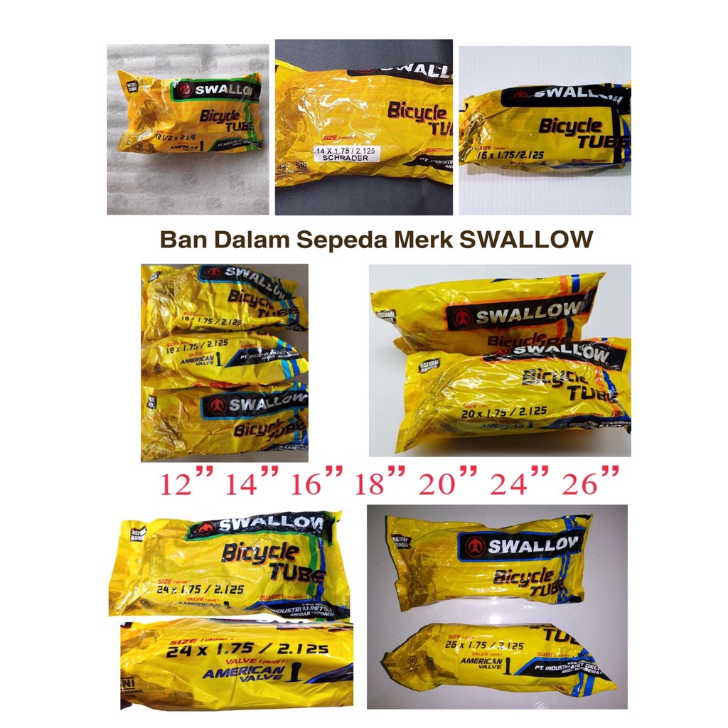 Jual Ban Dalam Sepeda 12/14/16/18/20/24/26 Merk SWALLOW Ban dalam Sepeda | Shopee Indonesia