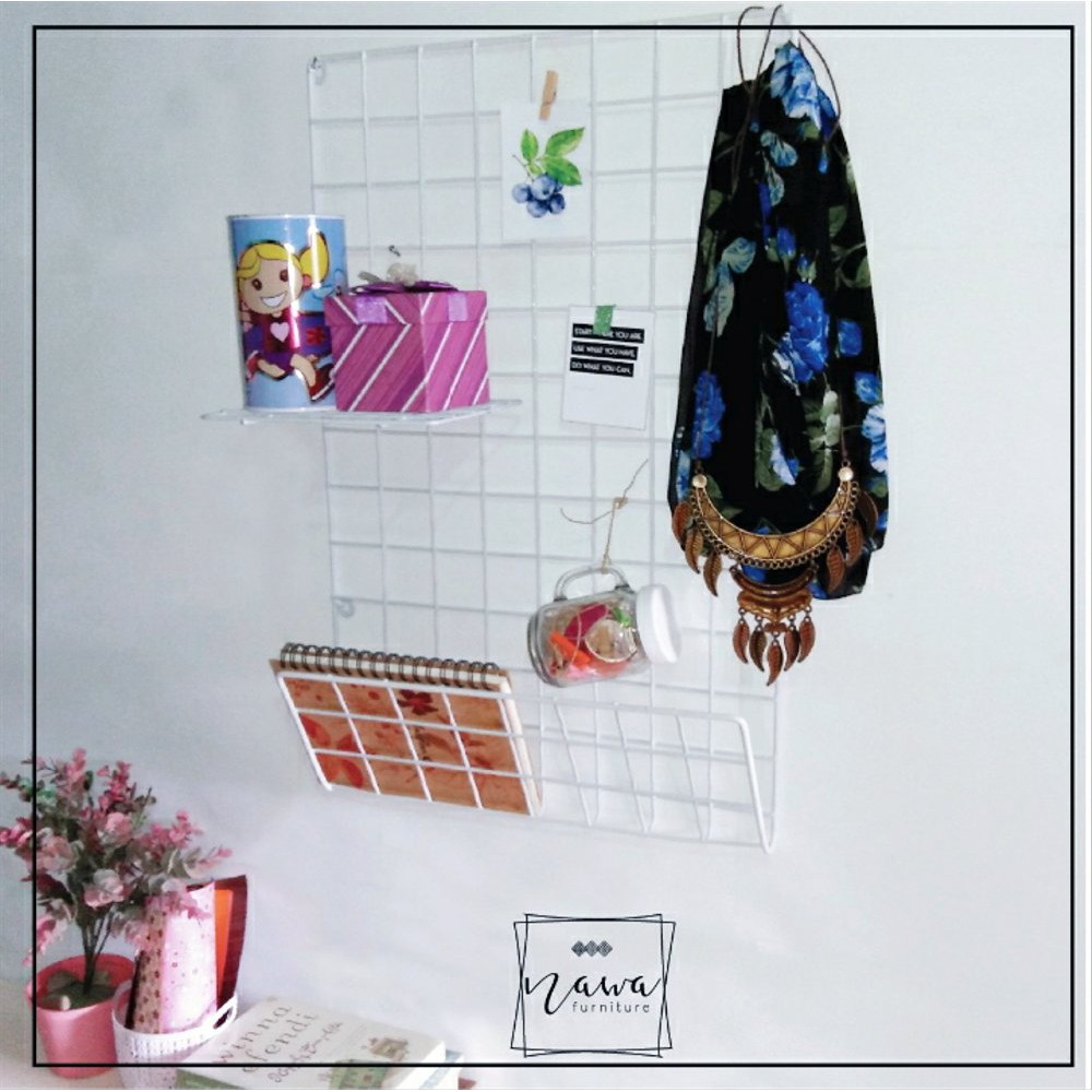 Jual Eunha-White Wall Grid Keranjang Gantung Hiasan Dinding Wire Mesh ...