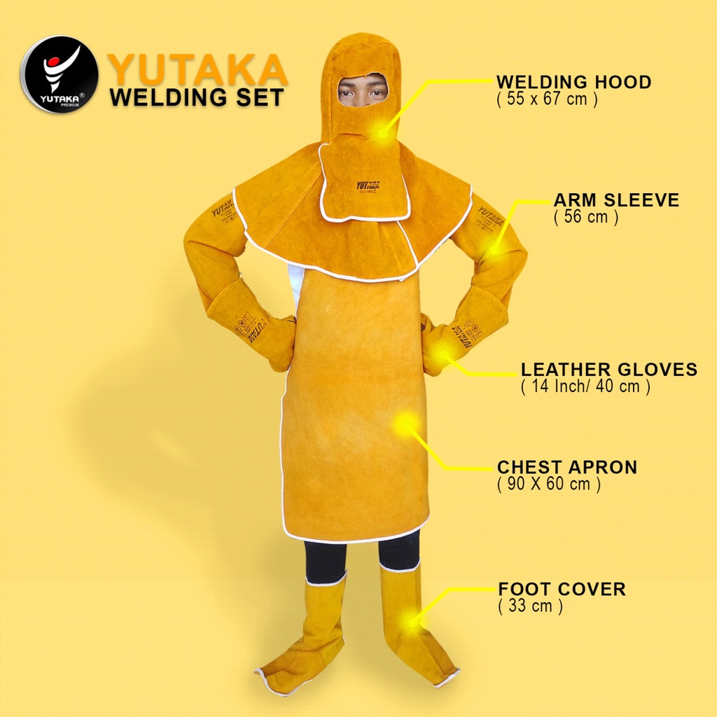 Jual Alat Pelindung las Welding 1 Set Apron dada-arm Kaki-Lengan-topi ...