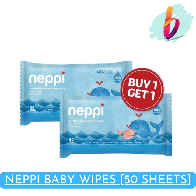 Jual Buy 1 Get 1 - Neppi Baby Wipes Non Parfume [50 Sheets] | Shopee ...