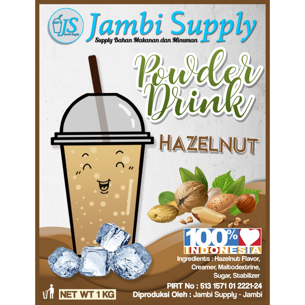 Jual POWDER DRINK HAZELNUT MINUMAN BUBUK RASA HAZELNUT 1KG | Shopee ...