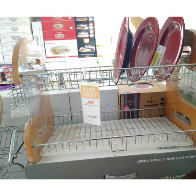 Jual Rak piring kayu light cherry , ace | Shopee Indonesia