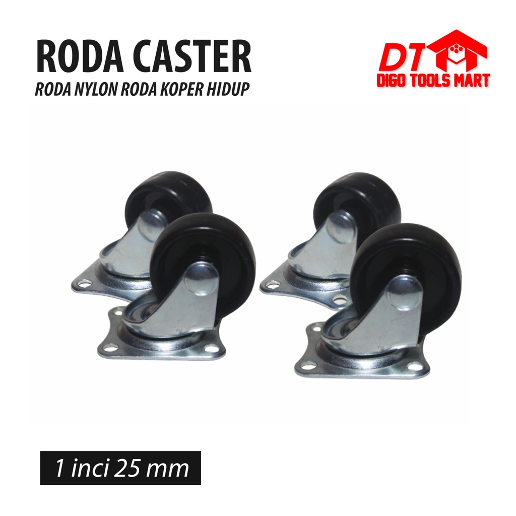 Jual Roda Caster Hitam 1 Inci Roda Nilon Roda Kastor Kecil Hidup ...