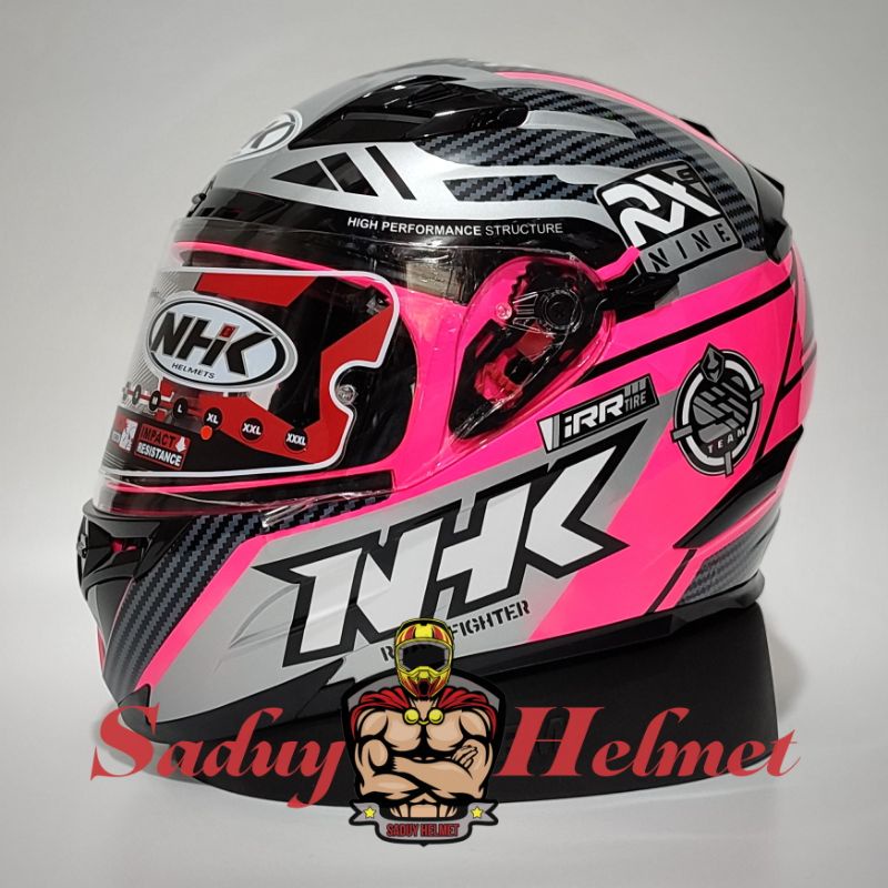 Jual HELM NHK RX9 MOTIF RACER X PINK FLOURECENT SILVER | Shopee Indonesia