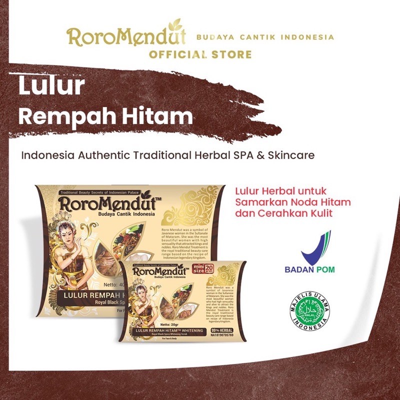 Jual RORO MENDUT LULUR REMPAH HITAM 40g | Shopee Indonesia