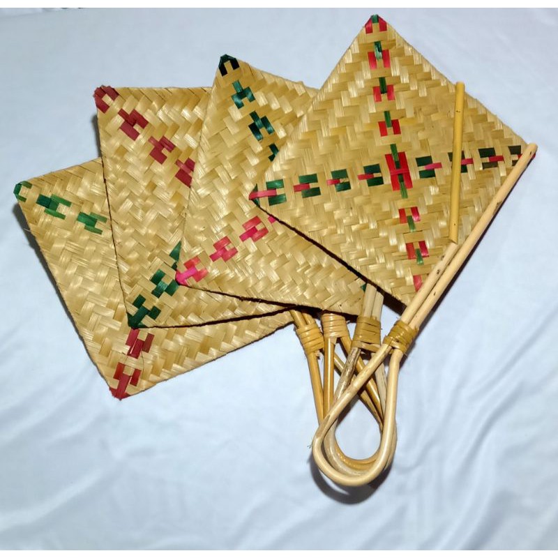 Jual (20pcs) Kipas warna/kipas anyaman/kipas gagang rotan legendaris ...