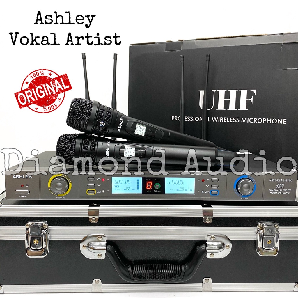Jual Mic Wireless Ashley Vokal Artist Uhf Hitam Original Microphone ...