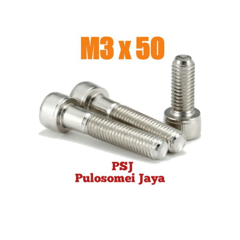 Jual Baut L M3 x 50 Stainless 304 / Hex Socket Head Cap Screw | Shopee Indonesia