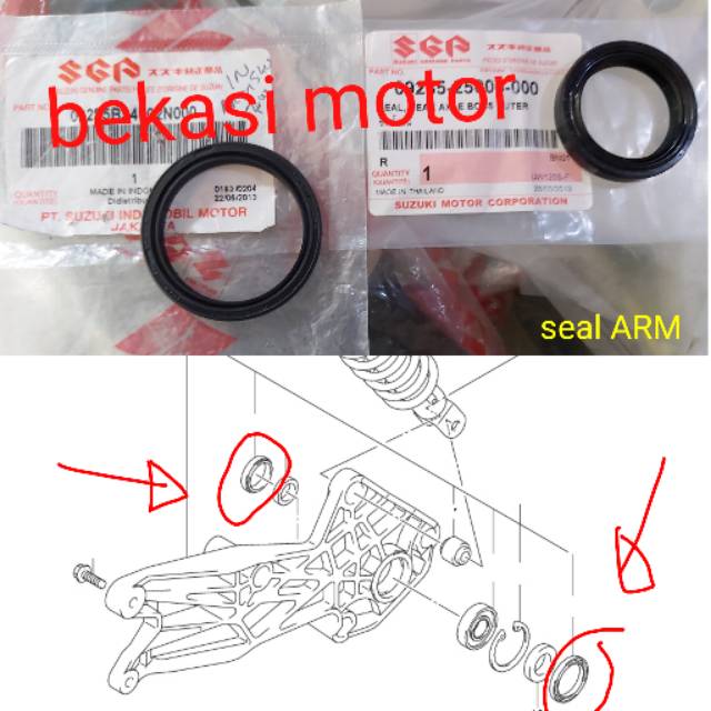 Jual 09285-34002 dan 25006 sepasang sil seal ARM suzuki hayate skywave ...