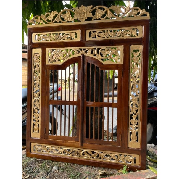 Jual jendela cermin krepyak-jendela krepyak Hias varian Gold Natural ...