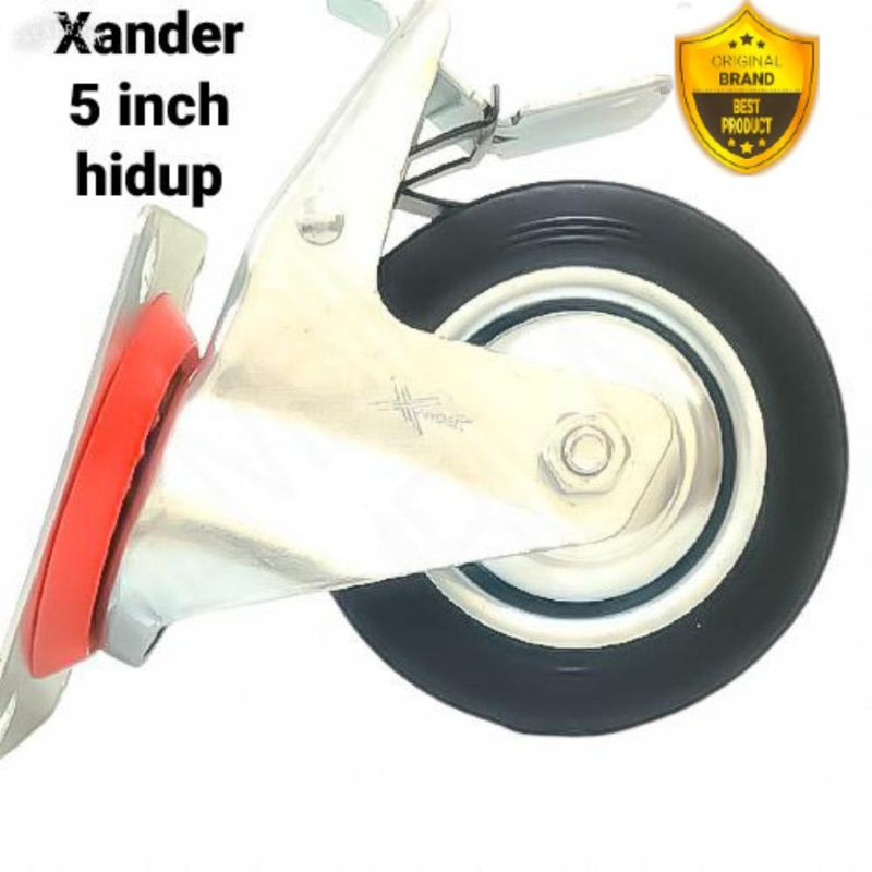 Jual RODA TROLLEY KARET REM 5" INCH HIDUP XANDER-RODA ETALASE TROLI ...