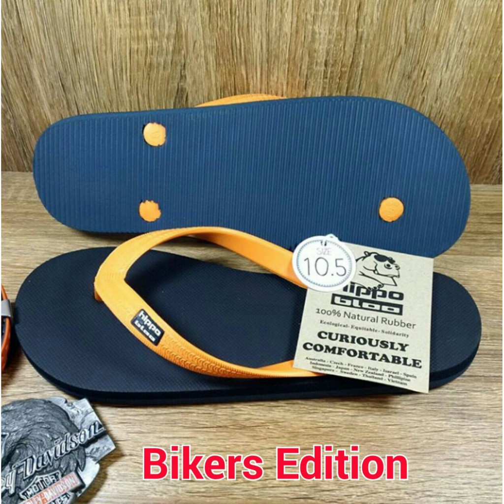 Jual HippoBloo Flip Flop Sendal Jepit Original Bikers Edition (Dark Blue - Orange) | Shopee ...