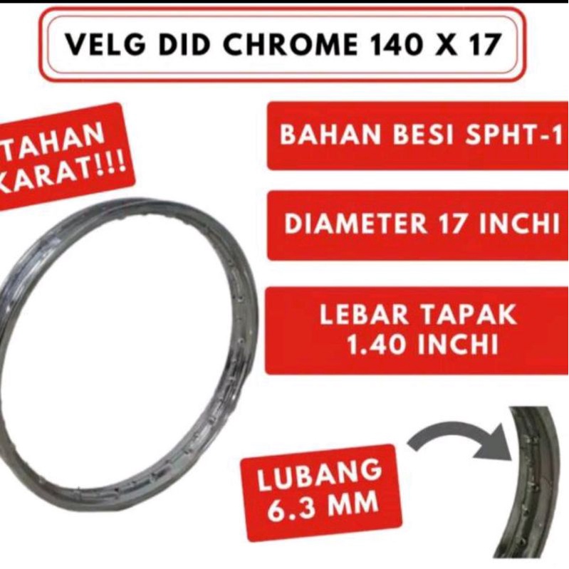 Jual Velg DID Besi Chrome Ring 17 ORIGINAL | Shopee Indonesia