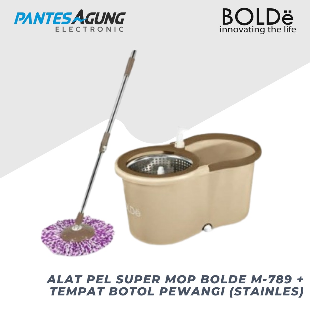 Jual Alat Pel Super Mop BOLDe M-789 + tempat botol Pewangi (stainles ...