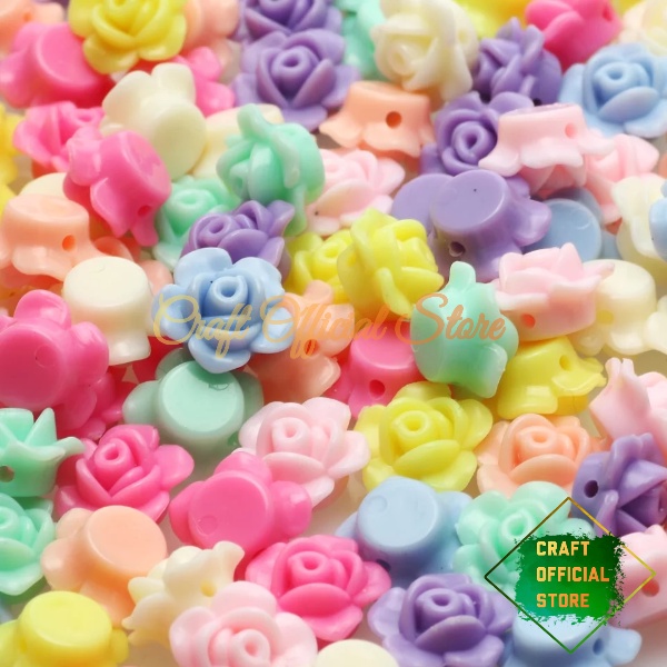 Jual 35 Pcs Manik Manik Mote Pastel Bunga Mawar Mini Mute Mawar Bahan ...