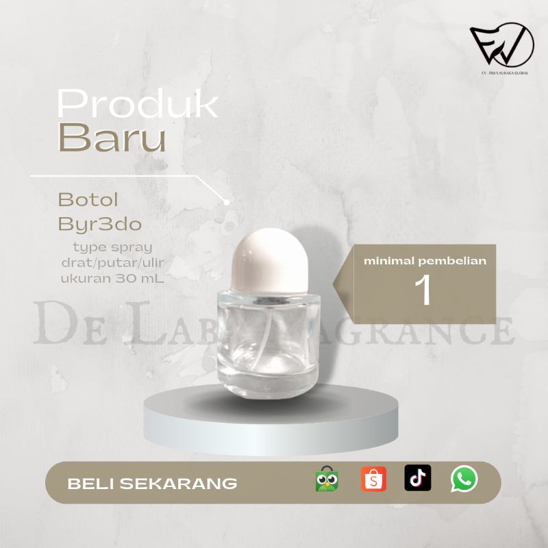 Jual botol byredo putih 30 ml/botol parfum putih/botol parfum bulat ...