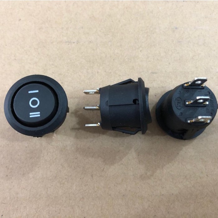 Jual Saklar Rocker switch 3 pin BULAT HITAM 3 kaki ON OFF ON | Shopee ...