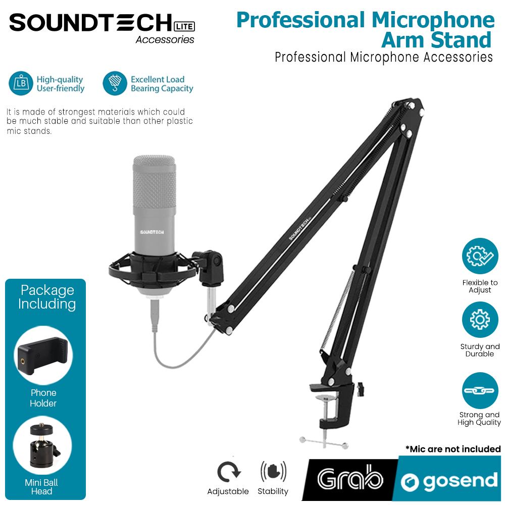 Jual SOUNDTECH Lite Bracket Scissor Stand for Microphone Mic Condenser ...
