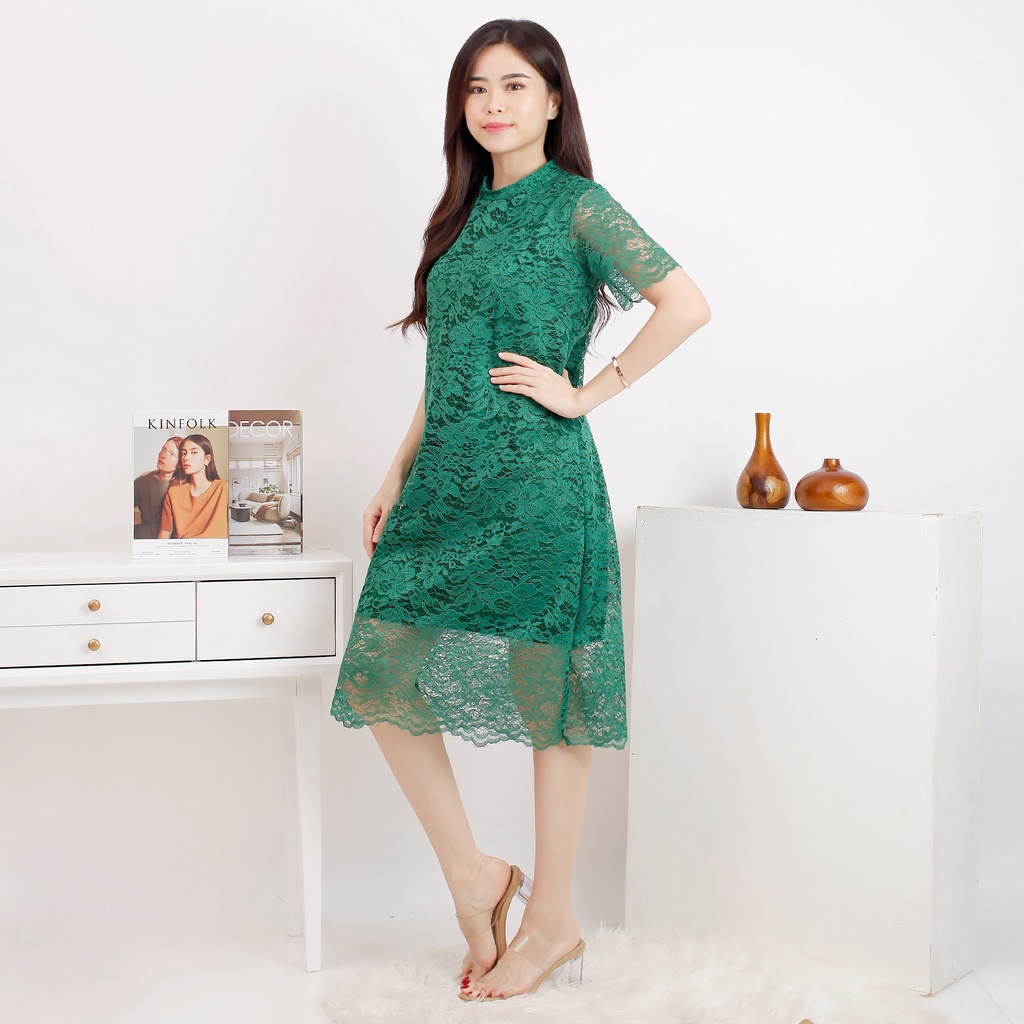 Jual (REALPICT) Midi Dress Brukat LOLI Party Dress Pesta Kondangan Natal / Dress Ibadah Gereja ...