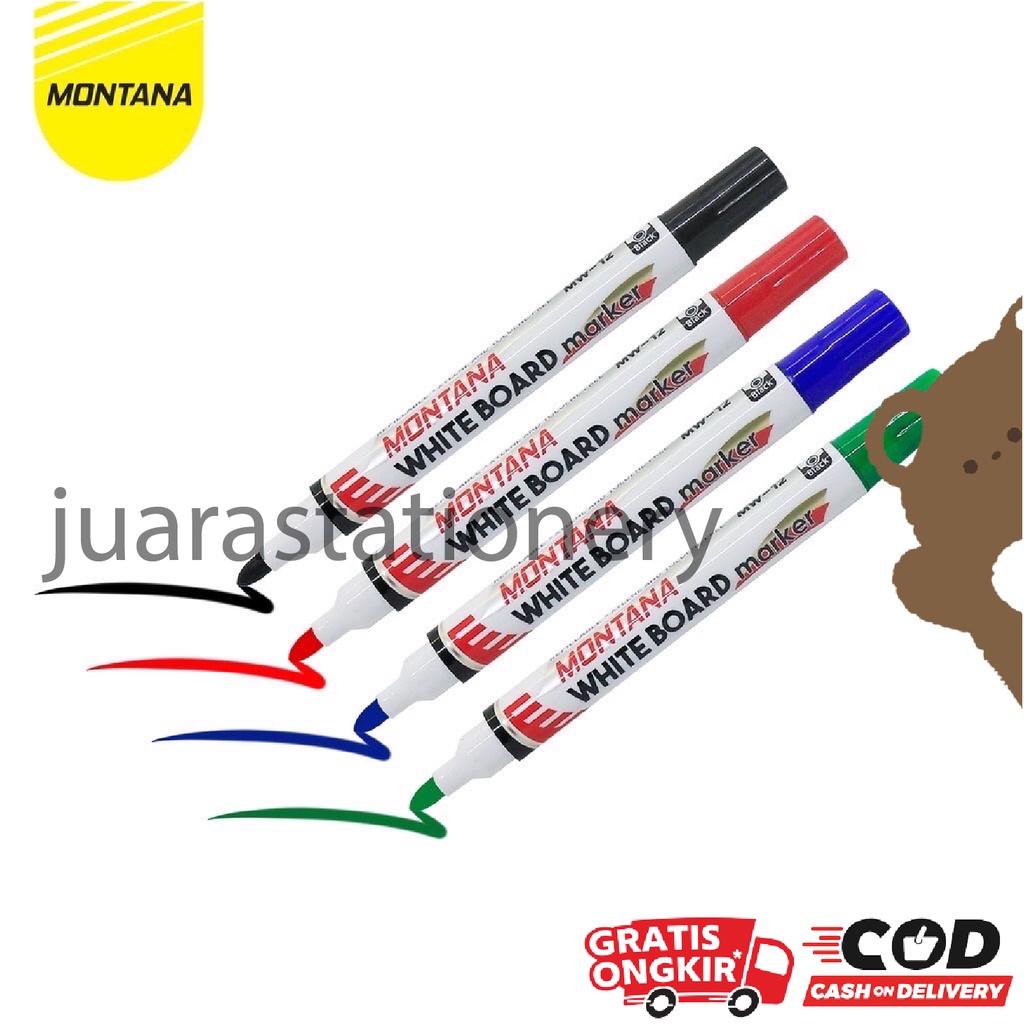 Jual Spidol Whiteboard Montana Hitam Merah Biru Hijau - Spidol Papan ...